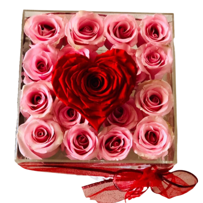 Pinky Hearts Forever Rose Box - Medium - Ohana Moments