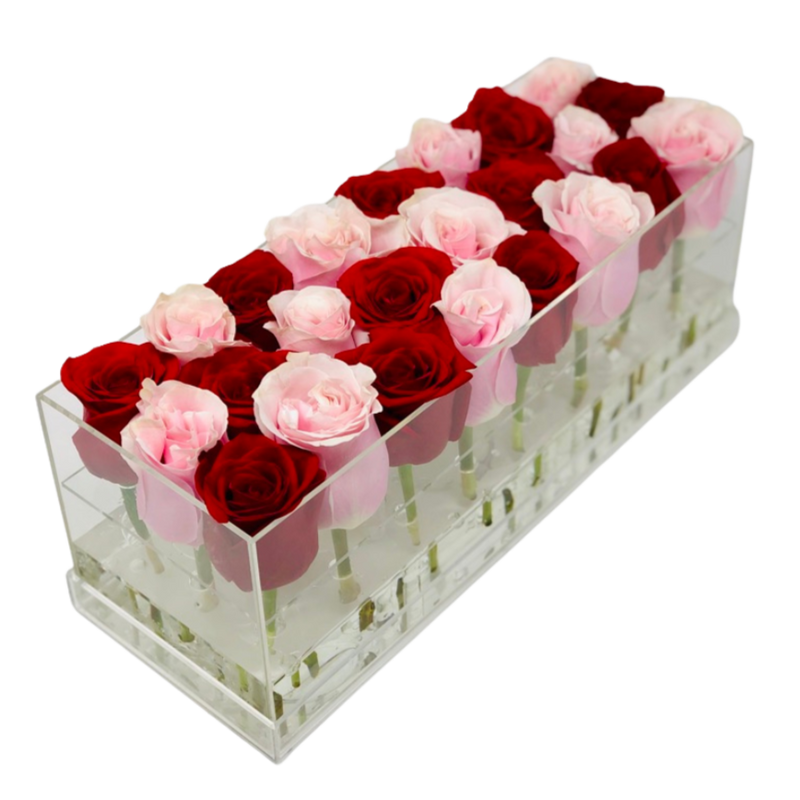 The Half & Half Red and Pink Rose Box - Large - Ohana Moments