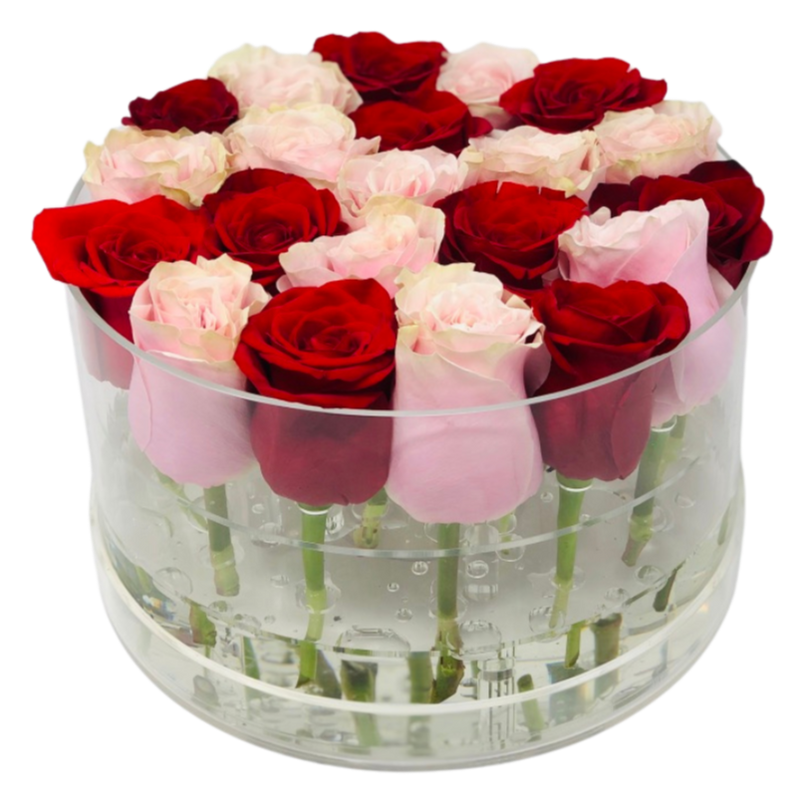 The Half & Half Round Forever Rose Box - Large - Ohana Moments